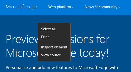 How To Enable On Page View Source And Inspect Element Option In Microsoft Edge Edge Talk